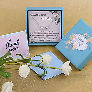 Sereney 30th birthday gifts for her sterling silver pearl necklace as 30 year old birthday gifts for women with three pearl beads on birthday gifts for turning 30 for daughter or friends