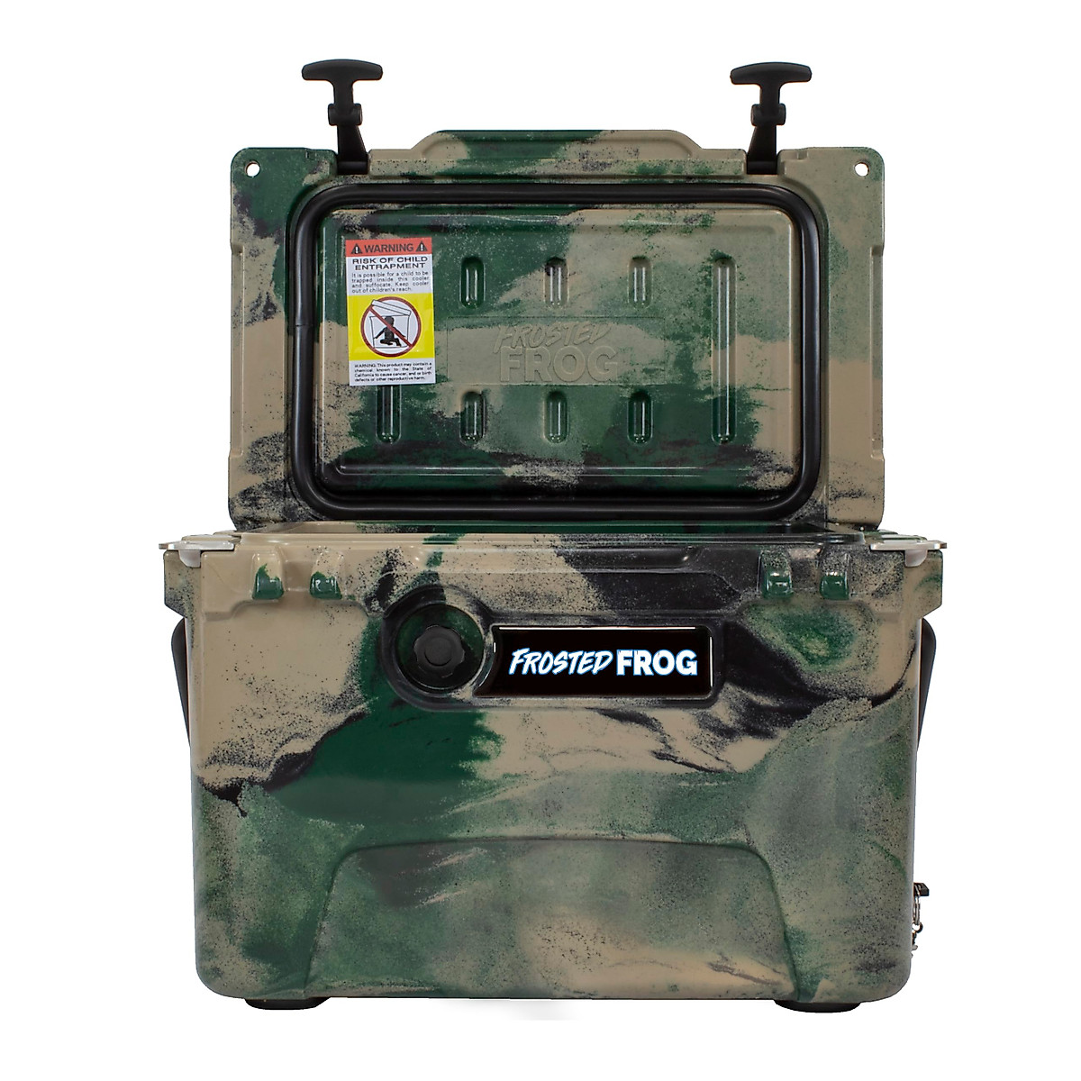 Frosted Frog Green Camo 20 Quart Ice Chest Heavy Duty High Performance Roto-Molded Commercial Grade Insulated Cooler