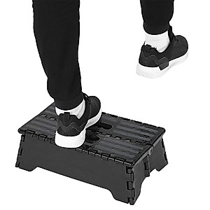 ZJchao Folding Step Stool, Portable Step Ladder Half Step Ladder Foot Step Stool for Elderly Pregnant Bathroom Travel Use Adults, Kitchen Garden Bathroom Stepping Stool Foldable Stool(Black)