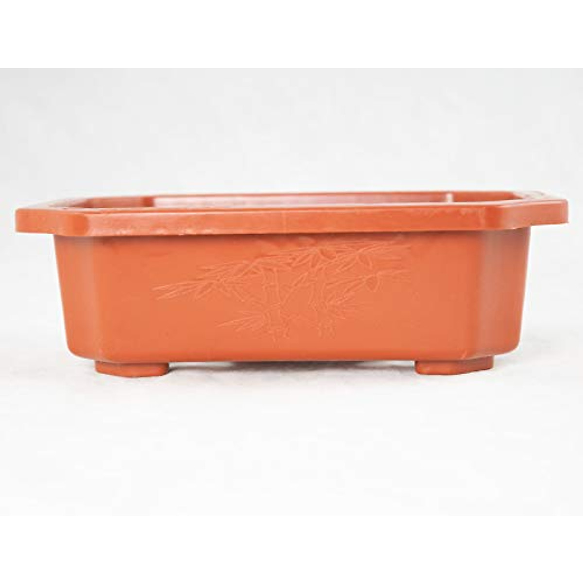 4 Rectangular Plastic Bonsai/Succulent Pots 6.25"x 4.5"x 2" - Dark Orange