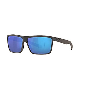 Costa Del Mar Mens Rinconcito Rectangular Sunglasses, Matte Grey/Blue Mirrored Polarized-580G, 60 mm