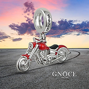 GNOCE Motorcycle Pendant Charm Sterling Silver Dangle Charm For Bracelet/Necklace For Women