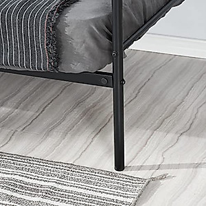 FurnitureR Metal Daybed Frame, Twin Size Metal Platform Bed with Headboard,Heavy Duty Steel Slats Support for Living Room Bedroom Guest Room, Black