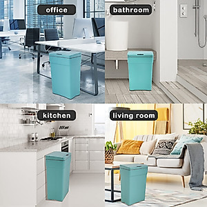 13 Gallon Trash Can, Automatic Kitchen Trash Can with Motion-sensing Lid, Touchless High-capacity Garbage Can Rectangular Trash Can with Lid, Plastic Garbage Cans for Kitchen Bathroom Bedroom Office