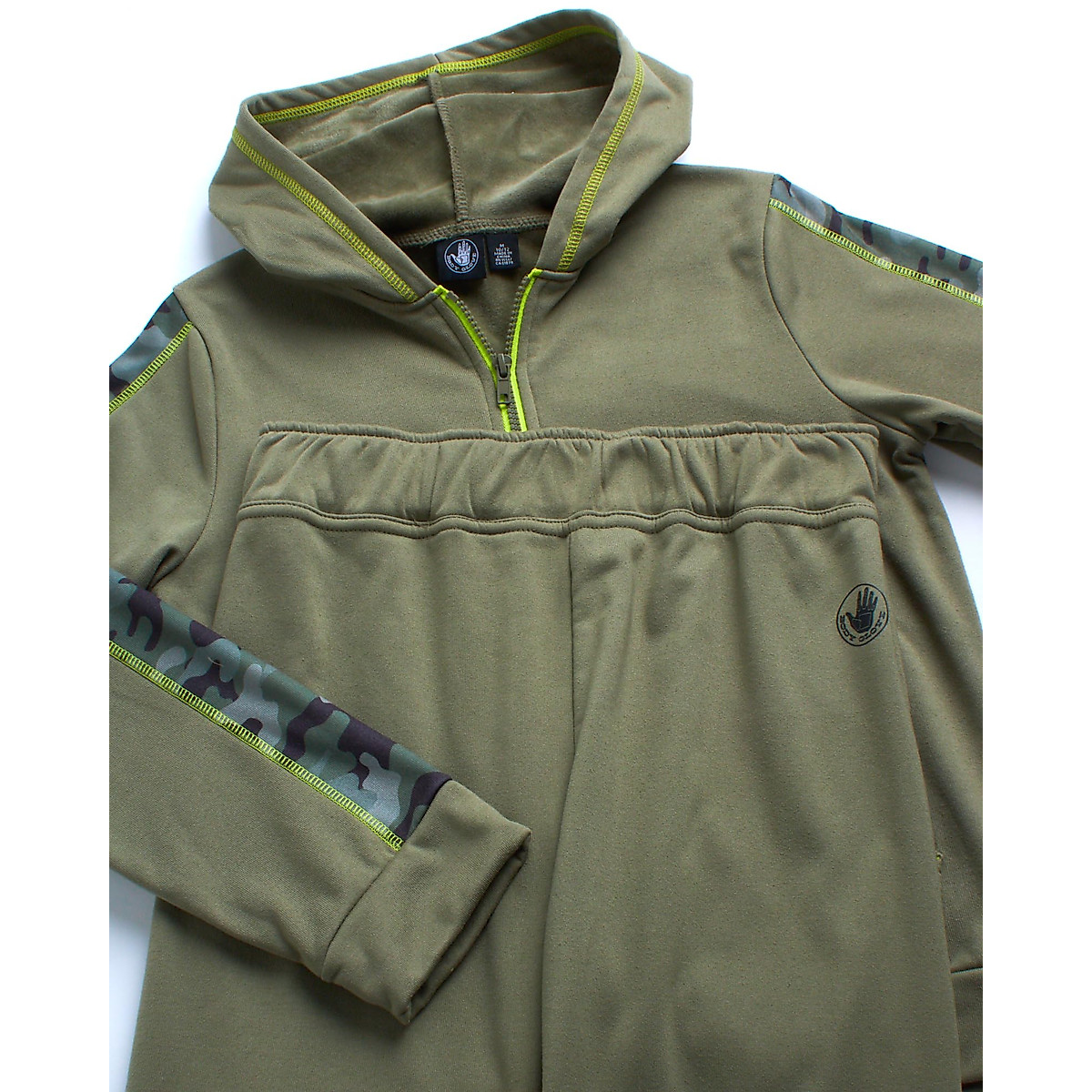 Body Glove Boys' Active Sweatsuit Set - 2 Piece Fleece Zip-Up Hoodie Sweatshirt and Jogger Sweatpants (8-14), Size 8, Green Yellow Camo