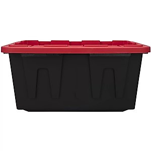 YUAJE 27 Gallon Plastic Storage Bin Tote Organizing Container With Durable Lid and Secure Latching Buckles, Stackable and Nestable Lid Plastic Storage Bin, 1 Pack, Black Base/Red Lid