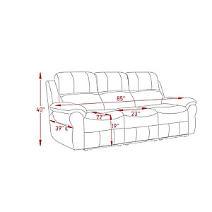 FANYE Breathable Leather Upholstered Power Motion 3 Seaters Sofa Couch W/USB Port, Wireless Charger,Stainless Steel Cupholders,Drop Down Table,2 Recliner Chaises and Magazine Bag, 85", Espresso