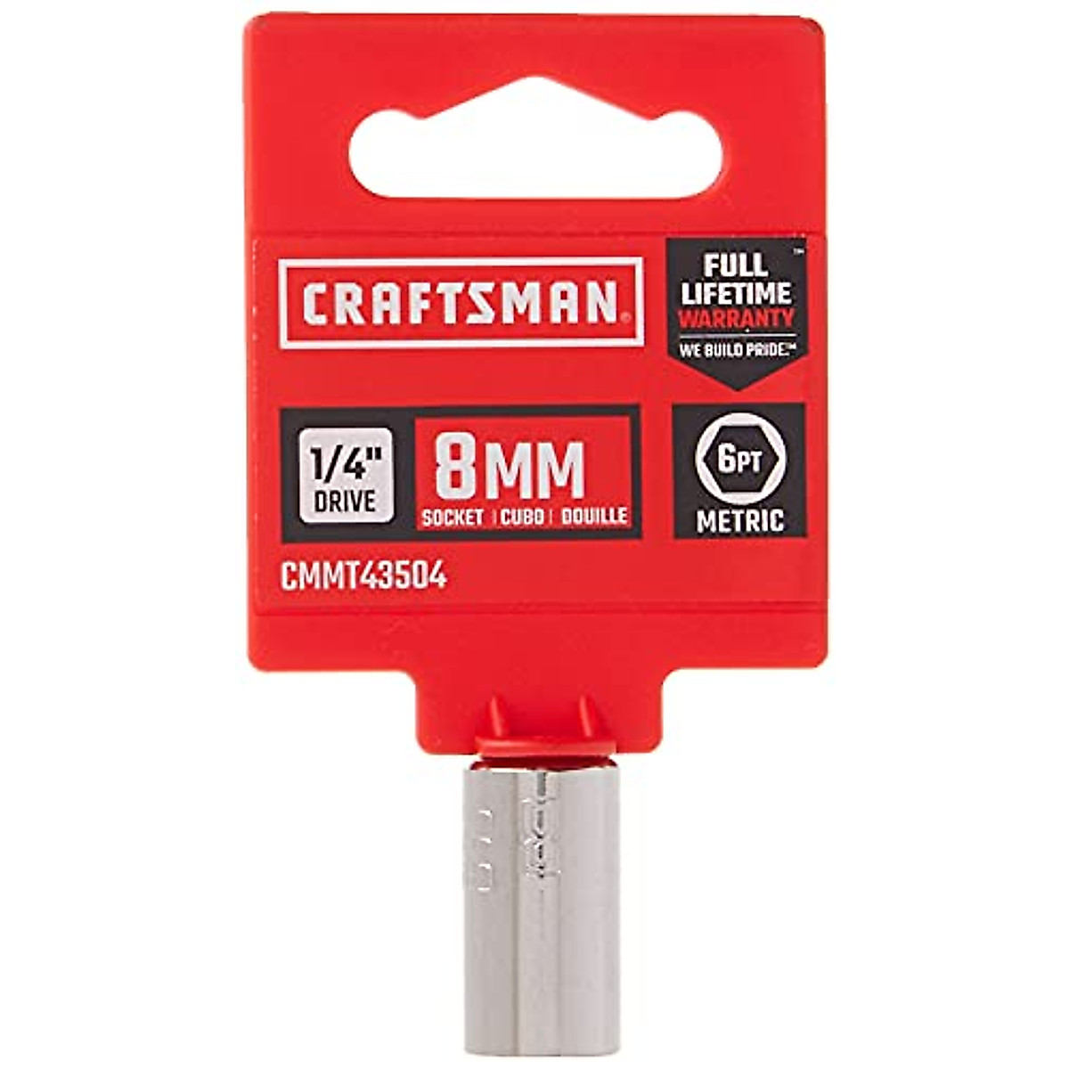 CRAFTSMAN Shallow Socket, Metric, 1/4-Inch Drive, 8mm, 6-Point (CMMT43504)