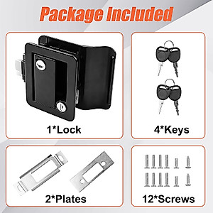 Siasky Black RV Door Lock Replacement, Upgraded RV Door Latch with Paddle Deadbolt 4 Keys, Camper Door Lock for Travel Trailers Horse Cargo Hauler, Zinc Alloy Trailer Entry Door Latch Replacement