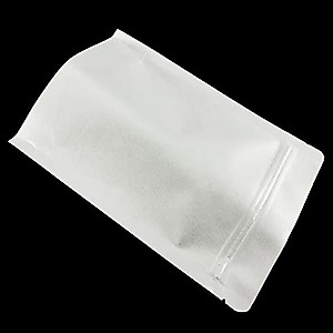 50 Pieces 3.5x5.5 inch White Kraft Paper Zipper Lock Resealable Bags Inner Aluminum Foil Stand up for Zip Bulk Food Storage Lock Airtight 5.1mil Mylar Bag
