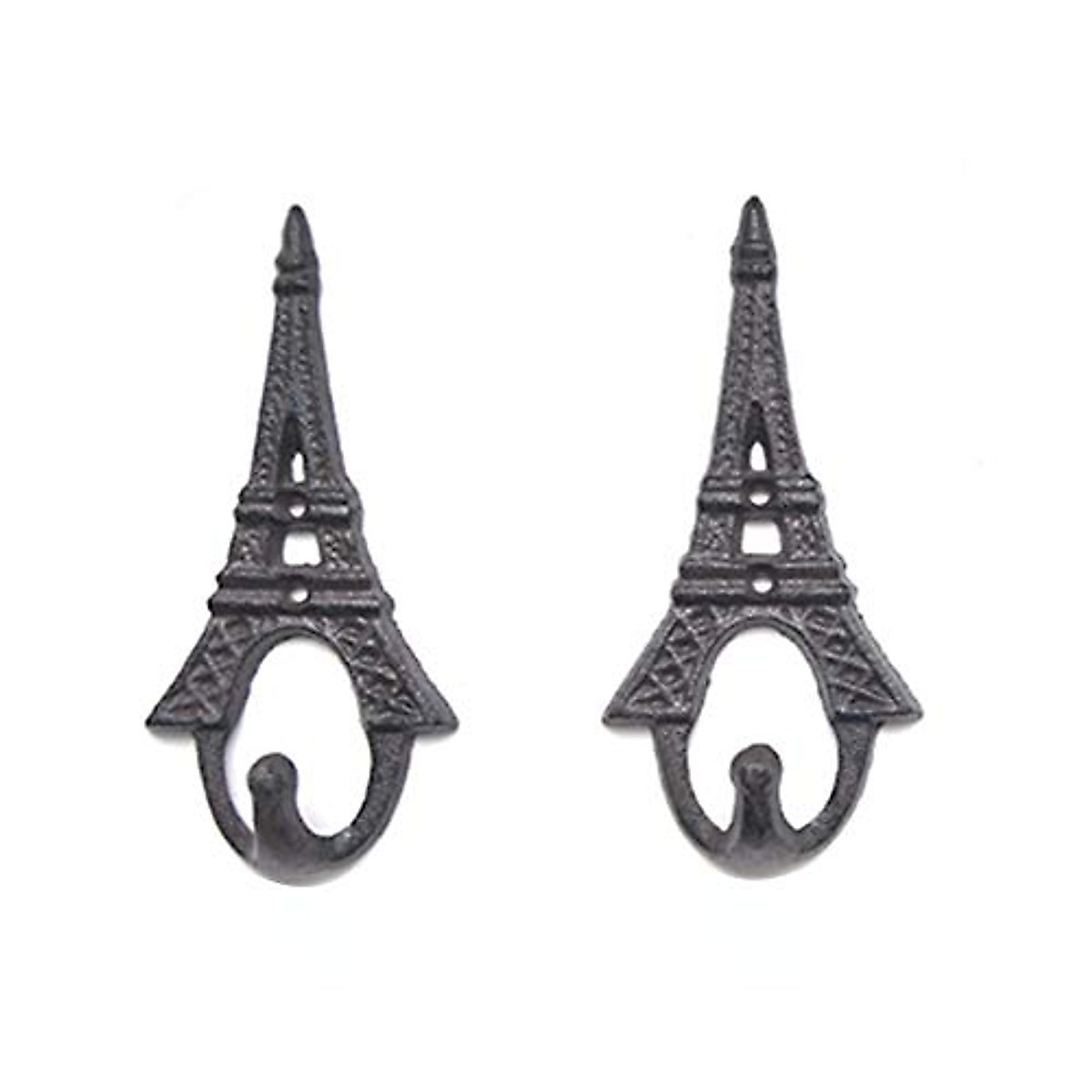 BOOHAO 2 pcs Eiffel Tower Wall Hook Eiffel Tower Wall Mounted Coat Hooks Rustic Style Cast Iron Coat Hook for Towel Key Cap Bathroom