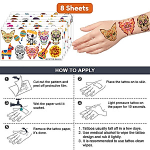 Day of the Dead Dia De Los Muertos Temporary Tattoos Sticker for Kids Birthday Decorations Halloween Festival Mexican Suger Skull CarnivalThemed Party Favors Supplies Cute Kids Boy Gifts Ideal Prizes