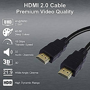 Hi-Speed 4K HDMI Cable Compatible with Your Microsoft Surface Duo Certified for 2.0, 18Gbps, UHD, 2160p + More (10 Feet)