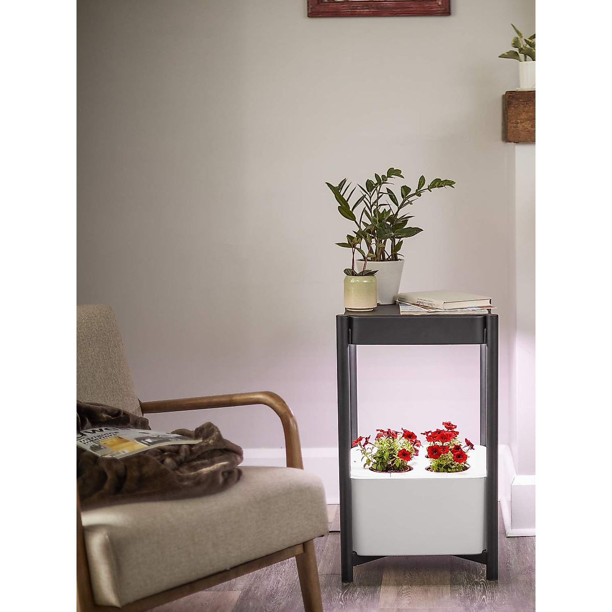 Miracle-Gro Twelve Indoor Growing System, Side Table with LED Grow Light for Year Round Gardening, Planter For Leafy Greens, Herbs & Flowers