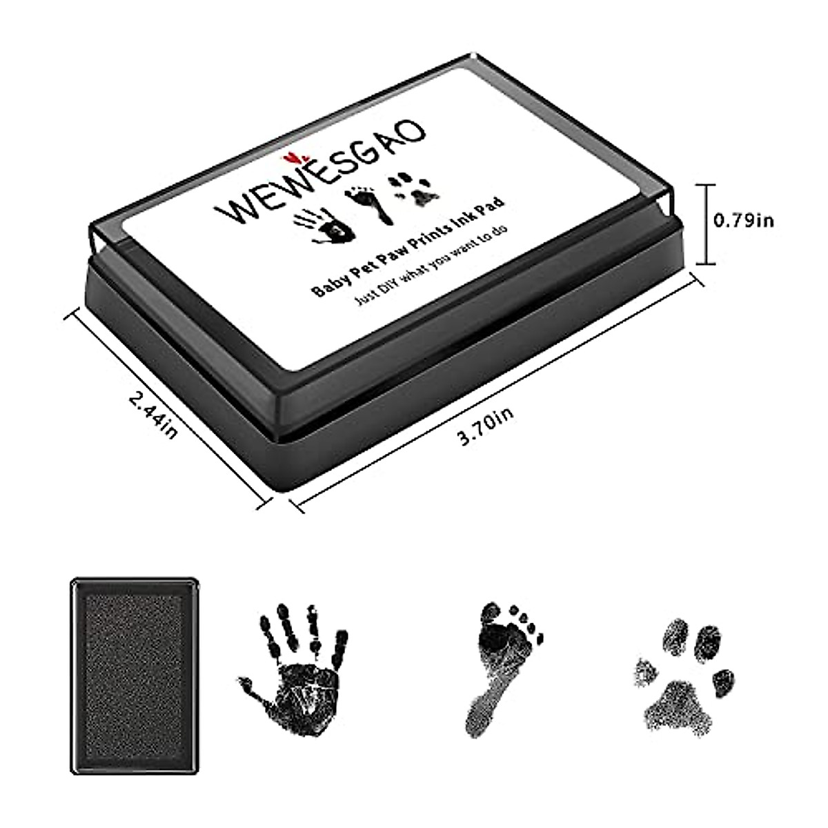 WEWESGAO Ink Pads for Baby Footprints and Pet Paw Print kit,Non-Toxic and Acid-Free Ink, Easy to Wipe and Wash Off Skin, Smudge Proof,Baby Footprint Kit,Long Lasting Keepsakes(Black)