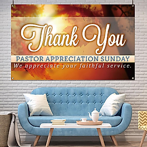 Nepnuser Thank You Pastor Photo Booth Backdrop Pastor Appreciation Month Sunday Decoration Church Farmhouse Wall Decor-5.9×3.6ft