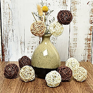Pomeat 15pcs Wicker Rattan Balls Decorative Ball Orbs Vase Fillers Table Decor, Wedding Party Decoration, Decorative Balls for Centerpiece Bowls