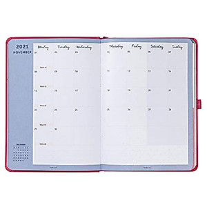 Busy B Perfect Planner A5 Week to View Diary January to December 2021 - Pink Faux Leather Week to View Planner with Stickers & Tear-Out Lists