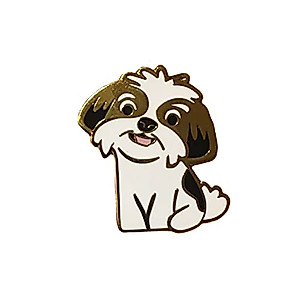 Dog Pin Jewelry White and Black Enamel with Gold Tone for Women, Girls, and Boys, Tac Lapel Bag Pin