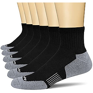 APTYID Men's Moisture Wicking Athletic Ankle Socks, Size 9-12, Black, 6 Pairs