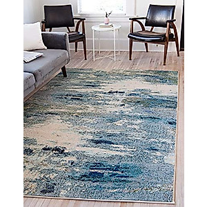 Unique Loom Chromatic Collection Modern & Vibrant Abstract Area Rug For Any Home Décor (8' 0 x 10' 0 Rectangular, Light Blue/ Beige)