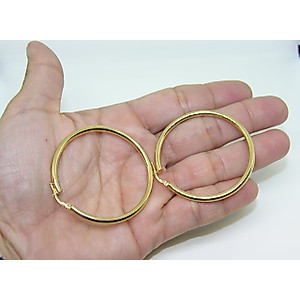 18k Yellow Gold Hoop Earrings, 3mm Wide by 4.5cm Outer Diameter, Weight: 3.75 Grams of 18k Gold