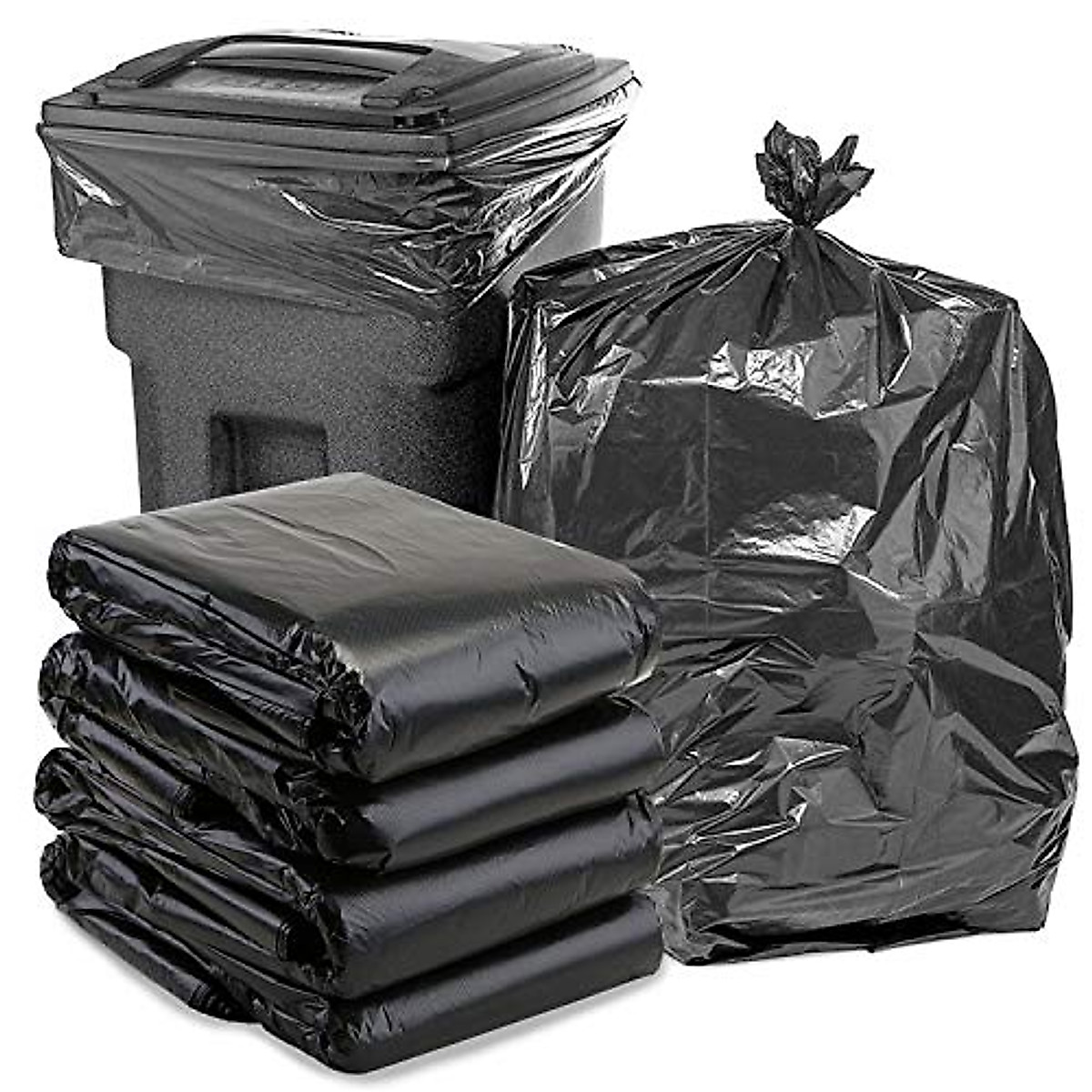65 Gallon Trash Bags,25 Pack Extra-large Black Heavy Duty Trash Can Liners,Trash bags Garbage Bags for Indoor and Outdoor Use