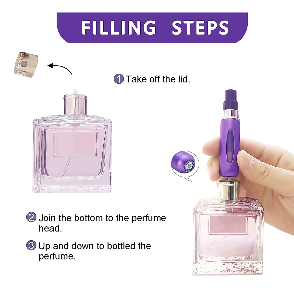 Portable Mini Refillable Perfume Atomizer Bottle Refillable Spray, pocket perfume dispenser,Scent Pump Case,Empty Perfume Bottles for Travel and Outgoing 5 sets of 5ml /0.2oz