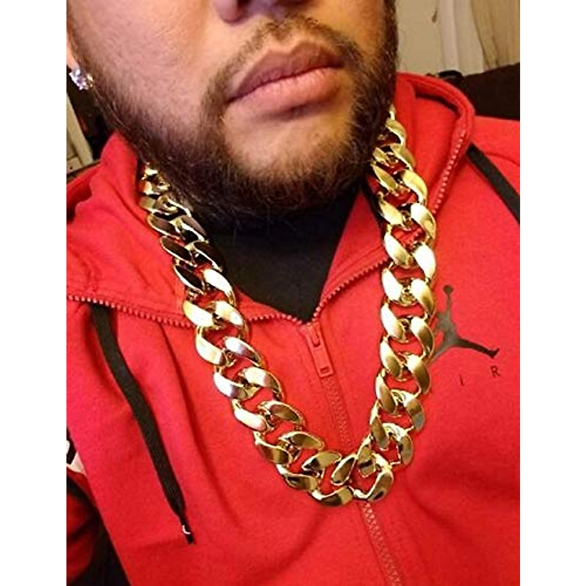 YWQZGYP Big Chunky Plastic Hip Hop Chain Necklace,26",32",36",40" (32 inches, Gold)