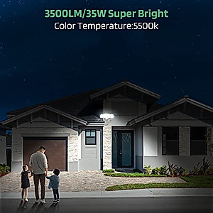 GLORIOUS-LITE 35W LED Dusk to Dawn Security Lights, 3500LM Exterior Flood Lights, IP65 Waterproof Outdoor 3 Adjustable Heads Photocell Lights Fixture, 5500K Daylight White Floodlights for Patio, Yard