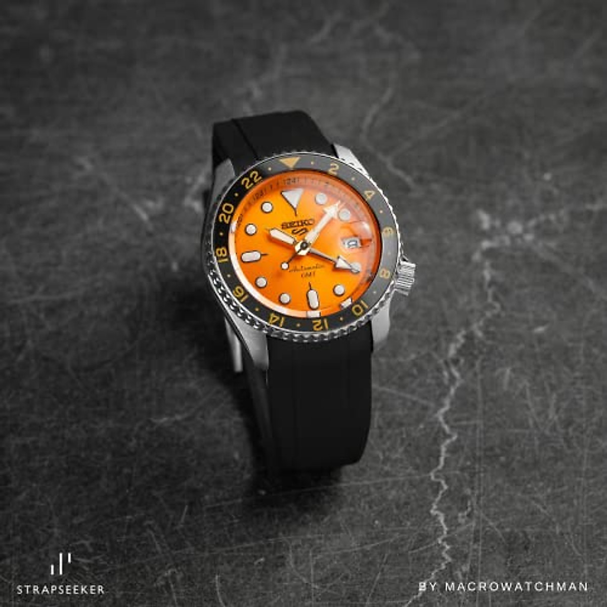 Strapseeker Dexter Top Grade Silicone Curved Lug End Watch Strap- Watch Bands For Men & Women -Waterproof Rubber Bracelet for Sports & Dive Watches-Replacement for Tudor, Omega & Seiko Watches- Colors: Black, Blue, Orange, Green-Pin Buckle / Butterfly Dep