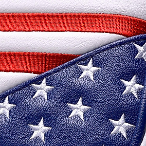 GOOACTION USA Golf Club Square Mallet Putter Cover Heel Shafted Magnetic Synthetic Leather American Stars and Stripes Flag Patriotic Golf Headcover