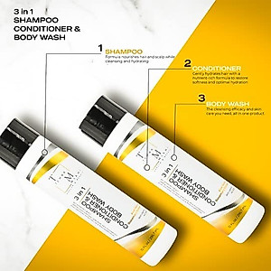 TEMBA MIAMI 3 in 1 SHAMPOO/CONDITIONER/BODY WASH, with ALOE VERA, ARGAN & COCONUT OIL, ROSEMARY EXTRACT, CAMELLIA Leaf Extract, 10 FL oz.