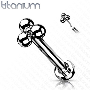 Dynamique Implant Grade Titanium Threadless Push in Labret With Triangular Trinity Ball Cluster Top (Sold Per Piece)