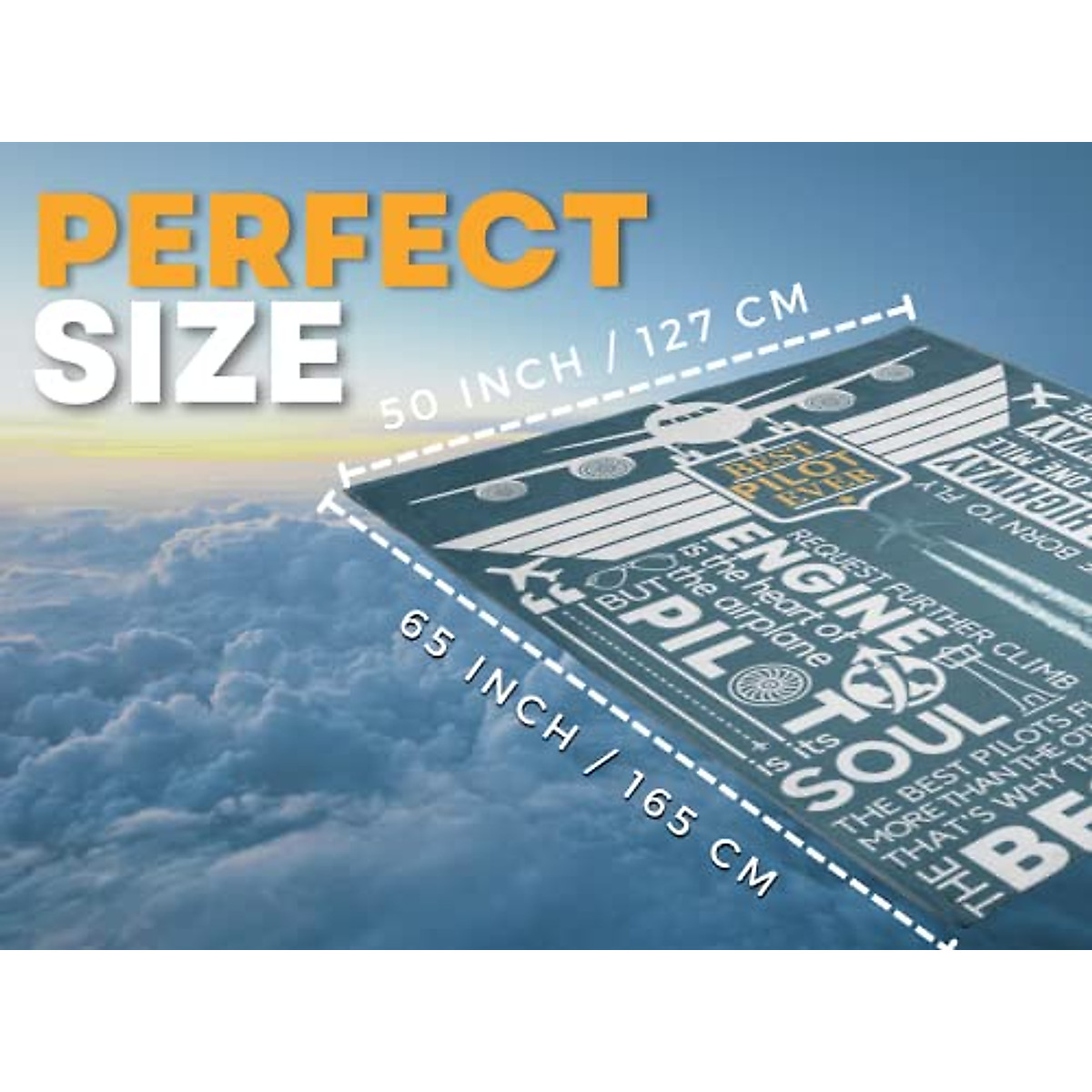 InnoBeta Pilot Gifts Aviation Men, Aviation Gifts Idea, Aviator Flannel Throw Blanket, Inspirational Encouragement Gifts for Best Pilot Ever, 50" x 65"