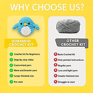 OORAMOO Crochet Kit for Beginners - Cute Bird, Beginner Crochet Starter Kit for Complete Beginners Adults, Crocheting Knitting Kit with Step-by-Step Video Tutorials