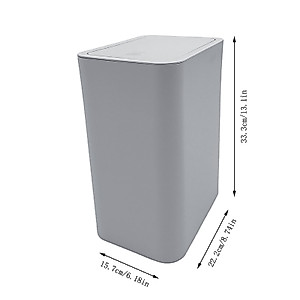 3 Gallon Trash Can with Lid, 12 Liters Slim Garbage Can with Press Top, Dorm Room Small Trash Bin, Plastic Waste Basket for Bathroom, Office, Bedroom, Kitchen, Living Room, Laundry (White)