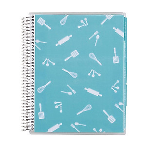 Erin Condren Spiral Coiled Recipe Prompted Notebook - Metallic Wet-Erase Interchangeable Designer Cover with 160 Pages, 80 Sheets of Heavy 80# Mohawk Paper