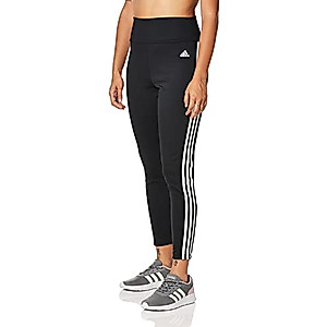 adidas womens High Rise 3-stripes 7/8 Tights Black/White X-Small