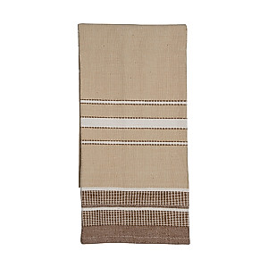 Foreside Home and Garden Set of 4 Embroidered Cross Brown Cotton Tea Towels