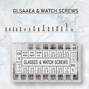 VAPKER 1000pcs Micro Eyeglass Sunglass Repair Screws, Nuts Assortment Stainless Steel Screws for Spectacles Watch with (Screwdriver)