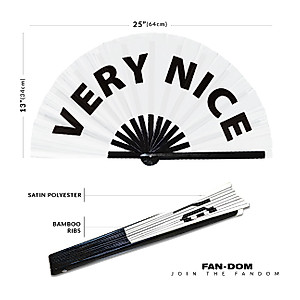 Very Nice hand fan foldable bamboo circuit hand fan funny gag slang words expressions statement gifts Festival accessories Rave handheld Circuit event fan Clack fans (White)