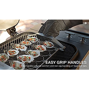 Everdure Grilling Oyster Rack: Brushed Stainless Steel, Easy Grip Handles, Fits 20 Oysters, Premium BBQ Tray for Grilling Appetizers, Shrimp, Scallops, Mushrooms, Peppers, and More, Silver