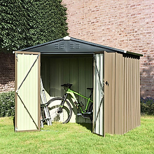 Catrimown 8' x 6' Storage Shed, Utility Storage Shed for Garden Backyard Lawn, Patio House Building with Double Doors and Lock
