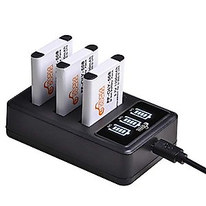 Pickle Power 3 Pack Li-50B D-LI92 Batteries and 3 Channel LED Battery Charger Replacement for Olympus Stylus Tough 6020 8000 8010 and Stylus 1020 1030 9000 SP-720UZ SZ-10 SZ-11 SZ-12 SZ-15 SZ-16 SZ-20