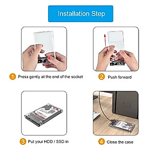 01 Transparent SSD Enclosure, Computer Accessories Plug and Play Transparent SSD Case for Hard Drive for Laptop SSD Solid State Drive