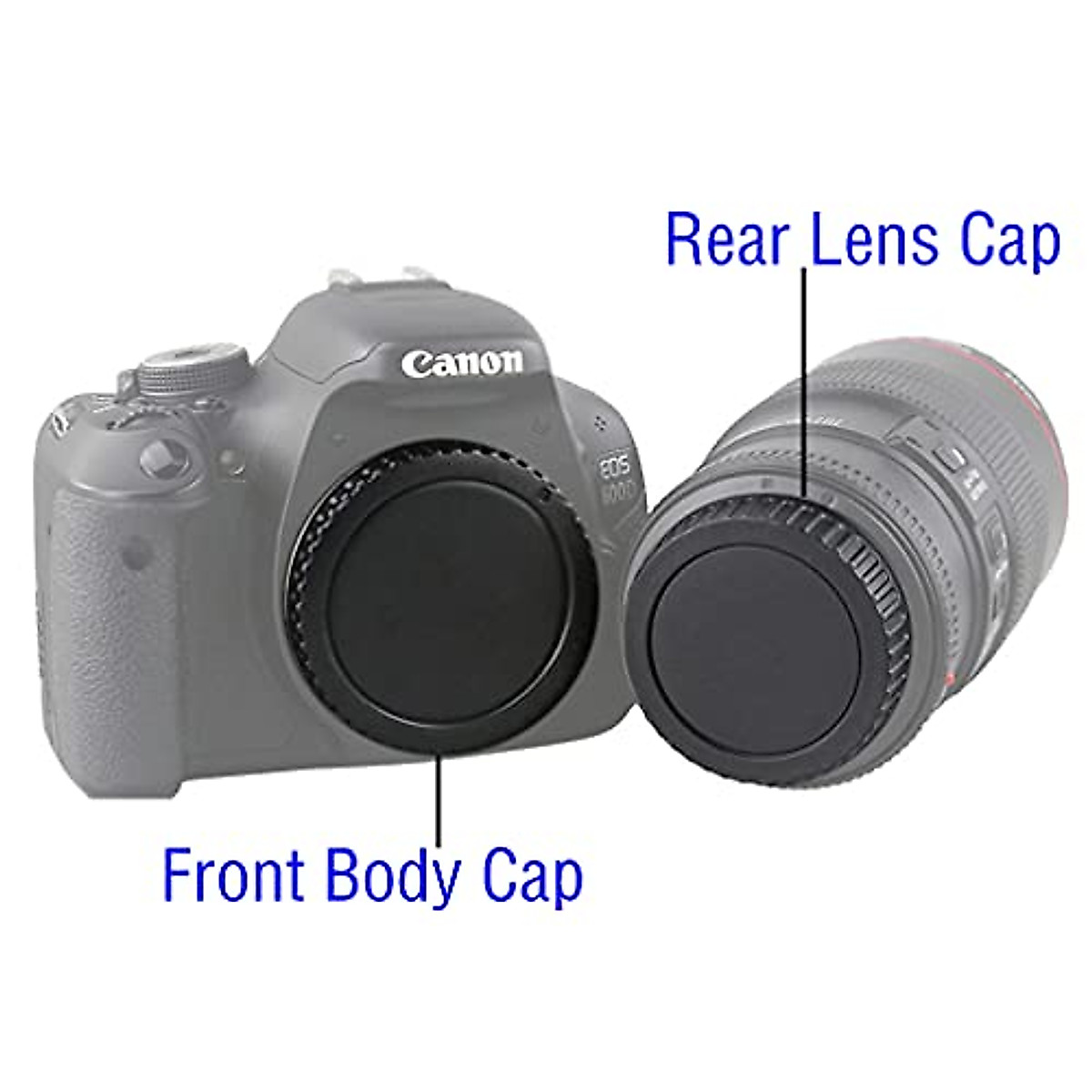 Camera Body Cap and Rear Lens Cover Compatible with Canon EOS EF EF-S Mount Camera T7 T6 90D 80D 77D 70D 60D 5Ds 1DX 5D 7D / 6D Mark II III 200D Rebel SL3 SL2 T6i T7i T6S T4i T5i T5 T3[2 Sets]
