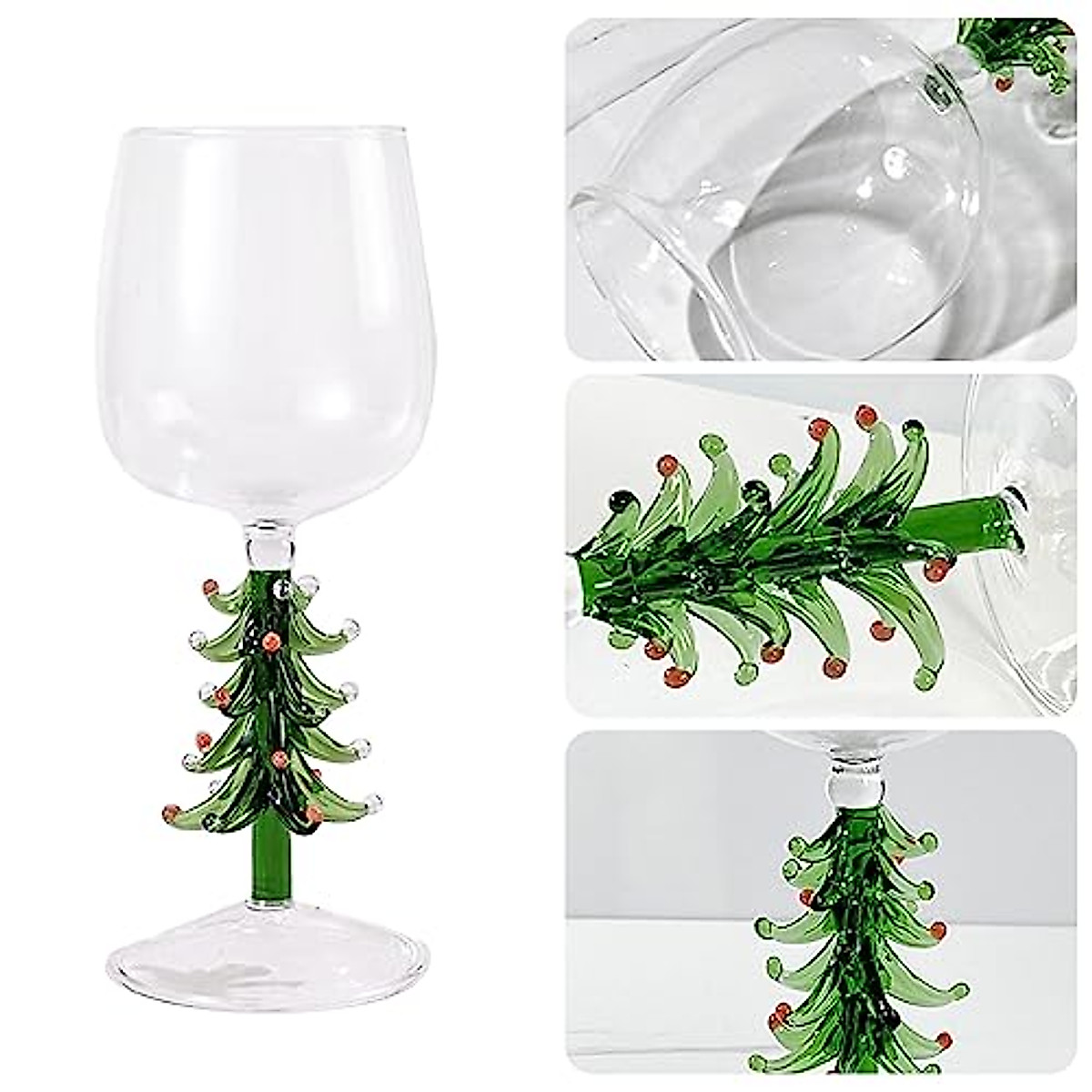 Ywmsfl 3D Drinking Glass Cup With Christmas Tree Figurine Inside Stemless Glass For Wine Water Milk Goblet-Drinking Glass Cup