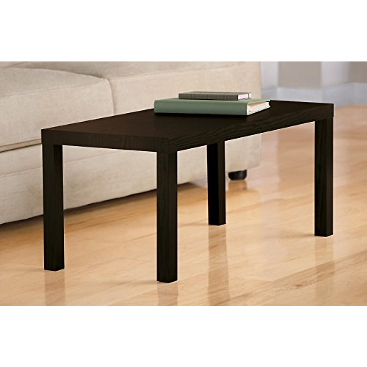 Ameriwood Home Parsons Coffee Table, Espresso, 19 in x 39 in x 18 in (D x W x H)