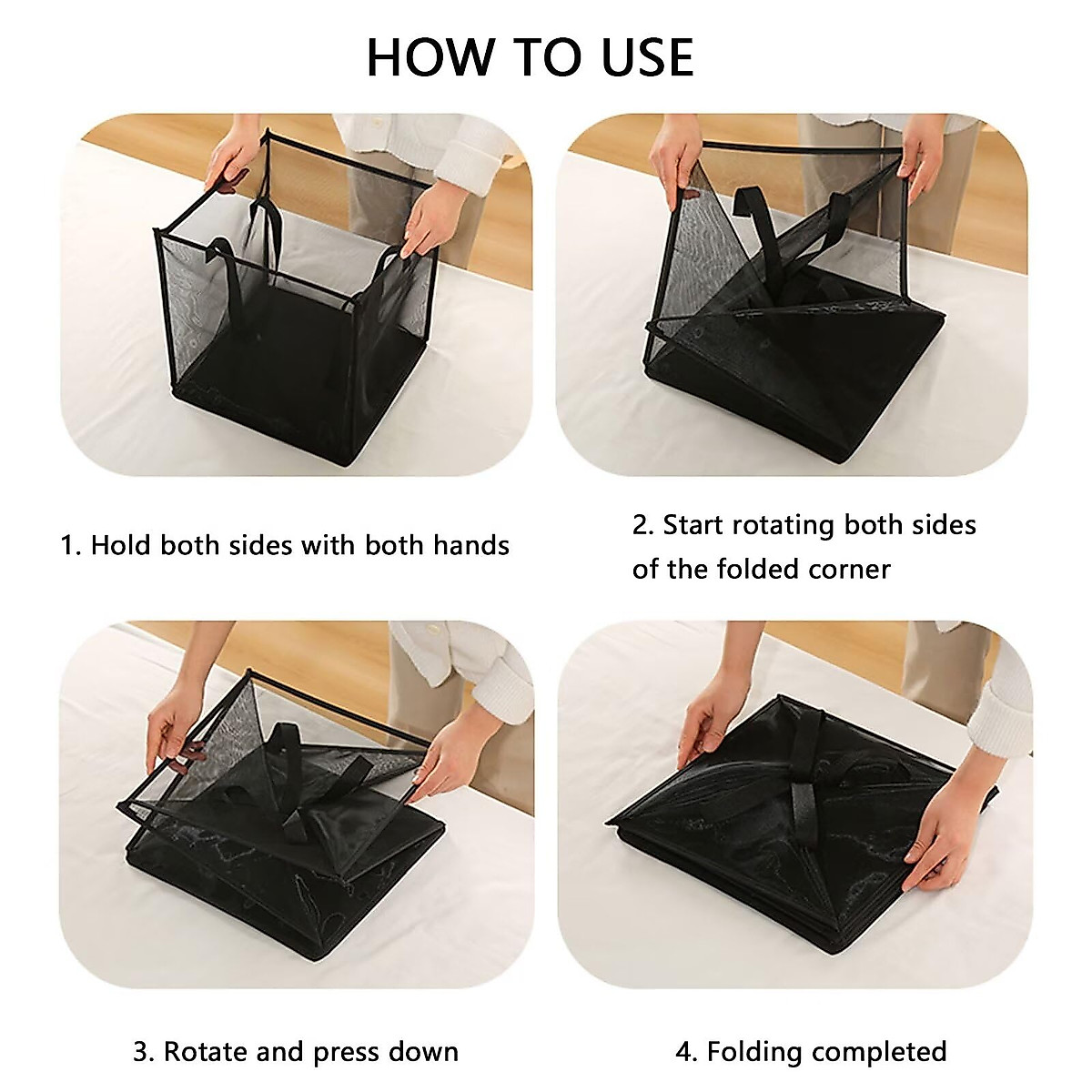 Typutomi 4 Pack Popup Laundry Hamper, Small Collapsible Mesh Laundry Baskets Dirty Clothes Basket with Handle Cube Storage Basket for Washing Storage,Toy Storage,Dorm and Travel(White,13 Inch)